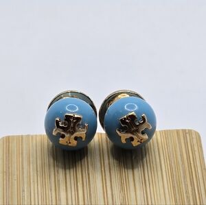 Tory Burch | Jewelry | Tory Burch Turquoise Logo Stud Earrings | Poshmark